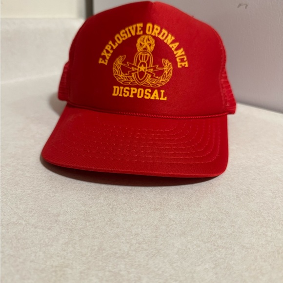 Vintage | Accessories | Vintage Red Explosive Ordnance Disposal Trucker ...